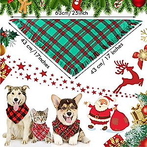 10 Pieces Christmas Dog Bandana Classic Buffalo Plaid Snowflake Pets Scarf Tassels Style Triangle Bibs Pet Holiday Costume Accessories for Small Medium Large Dogs Cats