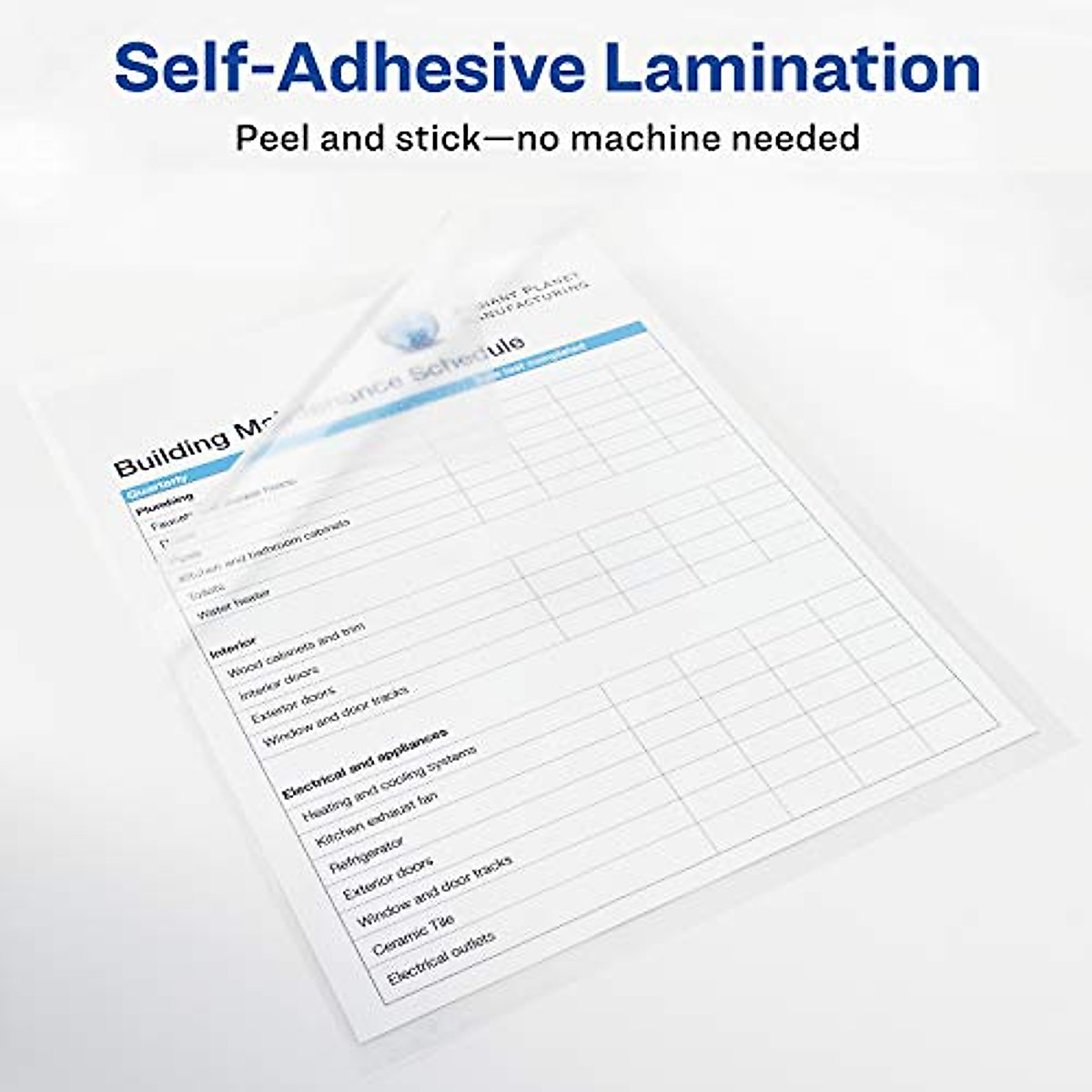 Avery Clear Laminating Sheets, 9" x 12", Permanent Self-Adhesive, 10 Sheets (73603)