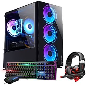 HAJAAN Gaming PC Desktop Tower - Intel i7 Quad Core Processor Upto 4.0GHz - 16GB DDR4 RAM 1TB SSD - AMD Radeon RX 580 8GB - RGB Keyboard Mouse - WiFi Ready - Windows 10 Pro