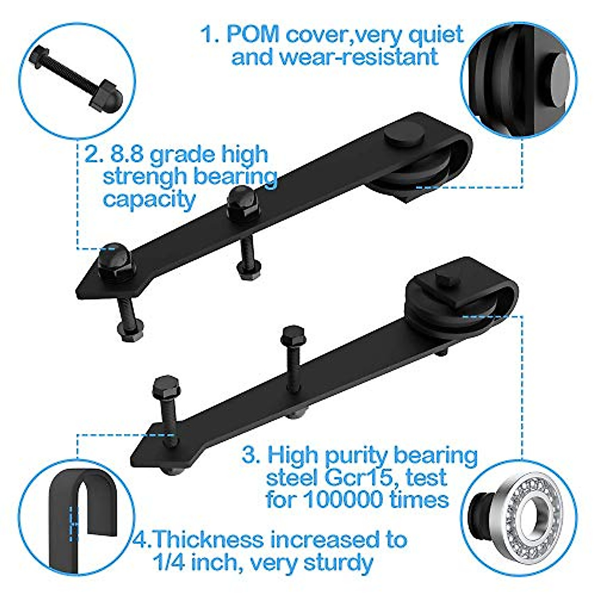 STIALO 6.6 FT Double Door Barn Door Hardware Kit, Sliding Door Hardware for Double Door, Heavy Duty Black Steel Arrow Shape Hanger, Include Track Kit, Floor Guide & Pull Handle