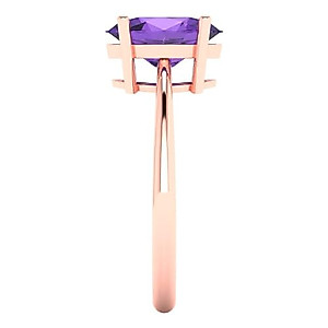 Clara Pucci 2.5ct Oval Cut Solitaire Natural Purple Amethyst Engagement Wedding Bridal Promise Anniversary Ring 18K Rose Gold Size 3.75