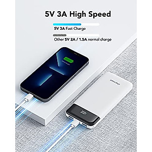 Charmast Portable Charger, USB C Battery Pack, 3A Fast Charging 10400mAh Power Bank LED Display, Slim Portable Phone Battery Charger for iPhone 13 12 11 X 8 7 Samsung S21 S20 Google LG OnePlus iPad
