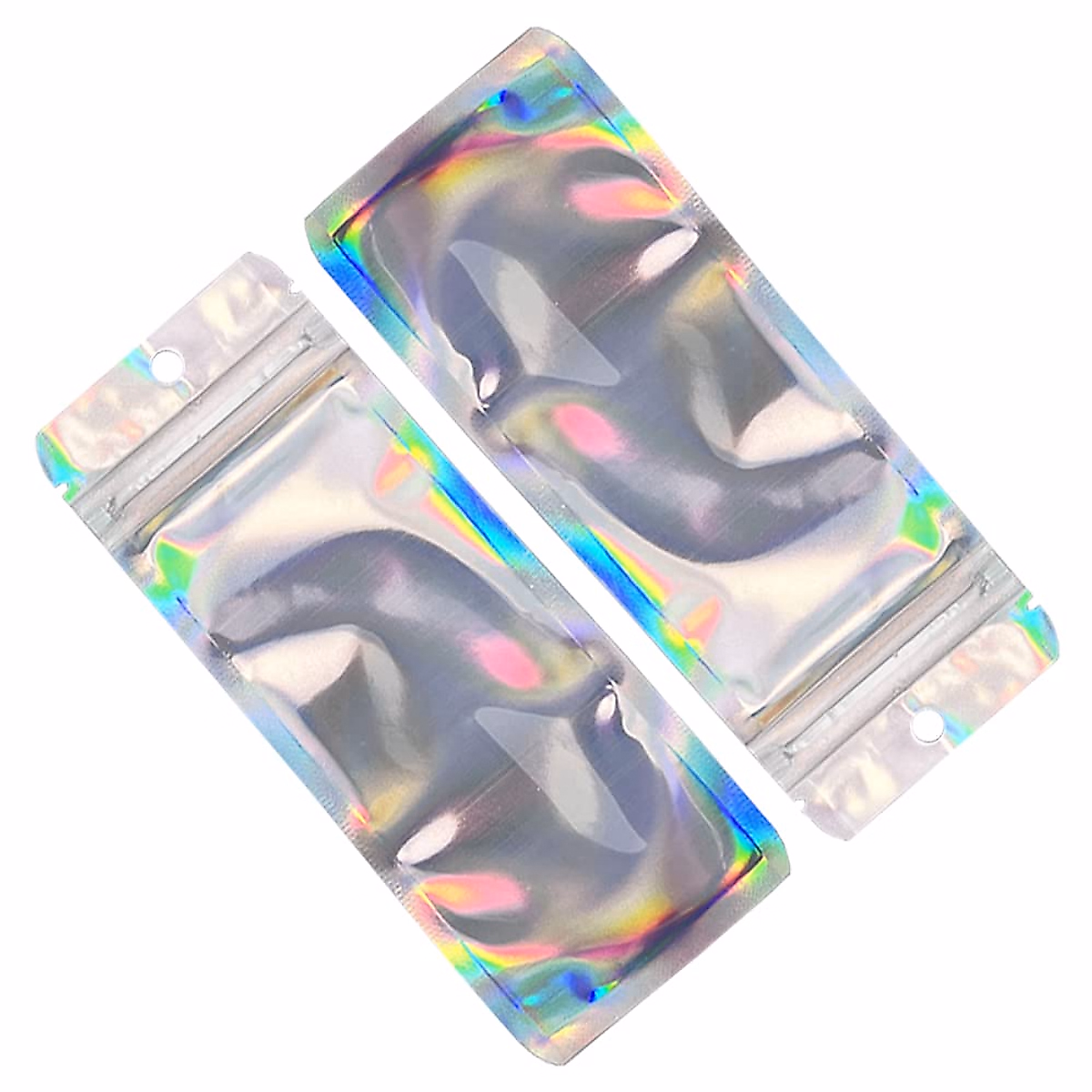 MITOB 100 Pack Clear Mylar Bags 2.36x5.9 inch Resealable Zipper Self Seal Clear Plastic Aluminum Foil Bag Flat Heat Sealable Small Food Storage Bags for Party Favor Pouch with Tear Notch Hang Hole