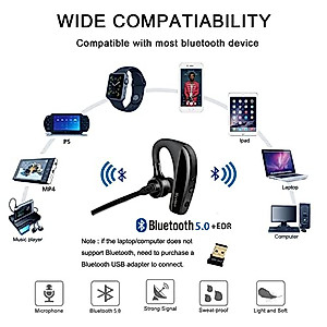 Hyvtom (New Version) Bluetooth Headset,Wireless Business Headphone,in-Ear Earbud with Mic,Compatible with iPhone Android Cell Phones, Hands Free Noise Cancelling Earphone for Driving,Running