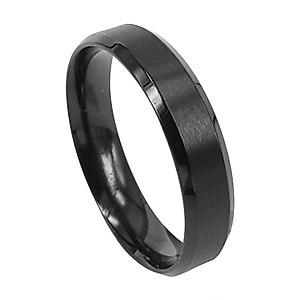 Everstone Women Titanium Ring Black Matte Wedding Band Anniversary Engagement Ring Unisex Ring 5mm Size 3.5-16.5