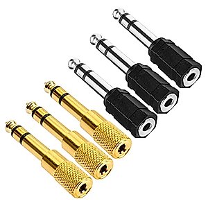DaKuan Pack of 6, 6.35/6.5 mm to 3.5 mm Headphones Adapters, Stereo Audio Adapter 1/4 inch Male -1/8 inch Female Headphone Jack