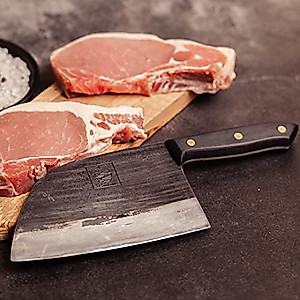 COOLINA PROMAJA Cleaver Knife for Meat Cutting & Vegetable | Carbon Steel Sharp Chef Knife for Kitchen or Outdoor Cooking | Best for Chopping, Slicing, Cutting