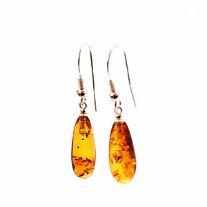 TipTopEco Baltic Amber Earrings For Women with Silver - Drop Dangle - Drop Shape (Cognac)