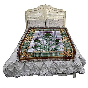 Pure Country Weavers Scotland - National Flower The Flowering Thistle Blanket - Gift Tapestry Throw - Woven from Cotton - Made in The USA (72x54)
