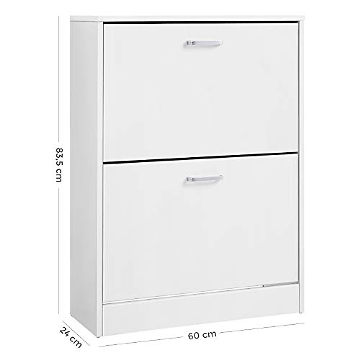 VASAGLE Shoe Cabinet with 2 Flip Doors, Adjustable and Removable Divider, for 12 Pairs of Women's Shoes or 8 Men's Shoes, for Narrow Entrance, 60 x 24 x 83.5 cm (L x W x H), White LBC02WT