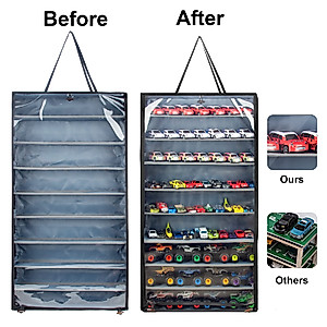KISLANE Display Case Compatible with Toy Cars, Matchbox Cars, Monster Trucks, Dustproof Hanging Display Case for Toy Cars, Matchbox Cars, Monster Trucks (Rectangular-Black)