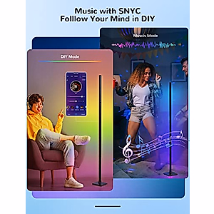 Smart Floor Lamp, ibaye LED Corner Floor Lamp, 16 Million Colors, DIY & Scene Mode, Music Sync, Work with Alexa, Google Assistant, and WiFi APP, Modern Floor Lamp for Living Room, Bedroom, Gaming Room