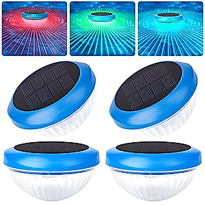 Floating Pool Lights, Pool Lights That Float with RGB Color Changing Waterproof Solar Pool Lights for Swimming Pool at Night LED Pool Lights for Outdoor Pool Pond Hot tub Fountain Garden (4 Pack)
