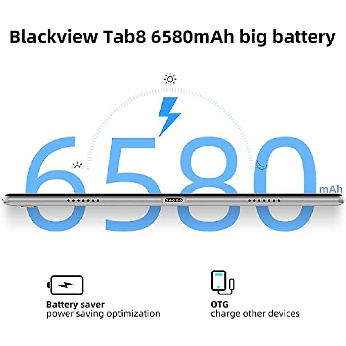 Blackview Tablet Tab8, 10.1 inch Android Tablets with 4GB+64GB Octa Core Processor,1920x1200 IPS FHD Display, 13MP+5MP Dual Camera, GPS, FM, 5G WiFi Teblet Grey