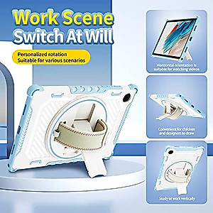 Tablet PC Case Shockproof Kids Case Compatible with Samsung Galaxy Tab A8 10.5" X200/X205(2021),360 Degree Rotating Hand Strap Heavy Duty Rugged Cover,Protective Cover Drop-Proof [Kickstand]+[Shoulder
