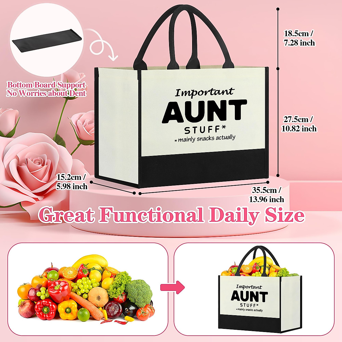 Aunt Gifts,Canvas Tote Bag Birthday Gifts for Aunt,Aunt Christmas Gifts,Aunt Gifts from Nephew Niece,Aunt Mothers Day Gift,Best Aunt Ever Gifts,Best Auntie Gifts,Great Gift ideas for Auntie New Aunt