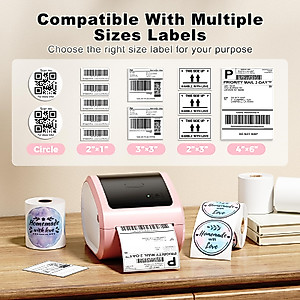 COLORWING Thermal Shipping Label Printer,D520 Bluetooth Thermal Label Printer for Small Business 4x6, Wireless Label Printer with A Label Bin Compatible with USPS,Amazon,Ebay,Etsy,Etc.(Pink)