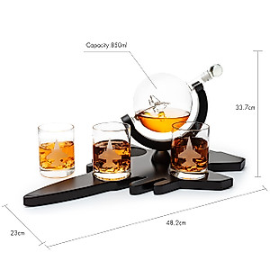 Fighter Jet Wine & Whiskey Decanter Set F16, F15, F18, F22 with 3 Glasses by The Wine Savant - Bourbon, Scotch, Vodka, Pilot, Aviation Gifts, Airplane Figurine, Military Veteran Gifts, Airplane Gifts