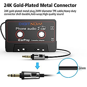 Kedok Car Cassette to Aux Adapter with 3.5MM Cable, Stereo Audio Tape Adapter for Car, Phone, iPod, MP3 Player, Laptop, Cassette Deck