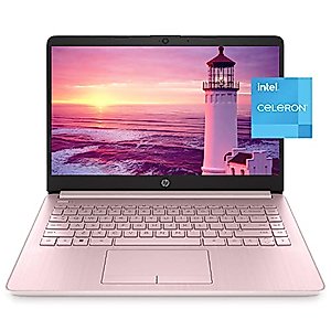 HP 2022 Premium 14-inch HD Thin and Light Laptop, Intel Quad-Core Processor, 16GB RAM, 64GB Storage, Long Battery Life, Webcam, Bluetooth, HDMI, Wi-Fi, Pink, Windows 11 + 1 Year Microsoft 365