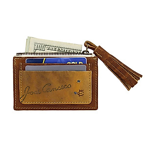 FIELDERS CHOICE GOODS Zip Tassel Wallet - Coin Purse Card Holder, Made with Vintage Baseball Glove Leather - FC Goods