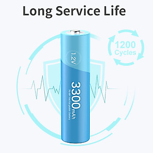 Deleepow Rechargeable AA Batteries 3300mAh AA Nimh Rechargeable Batteries 1200 Cycles 1.2V 8-Pack with USB-C and Micro USB 2 Charge Port LCD Charger