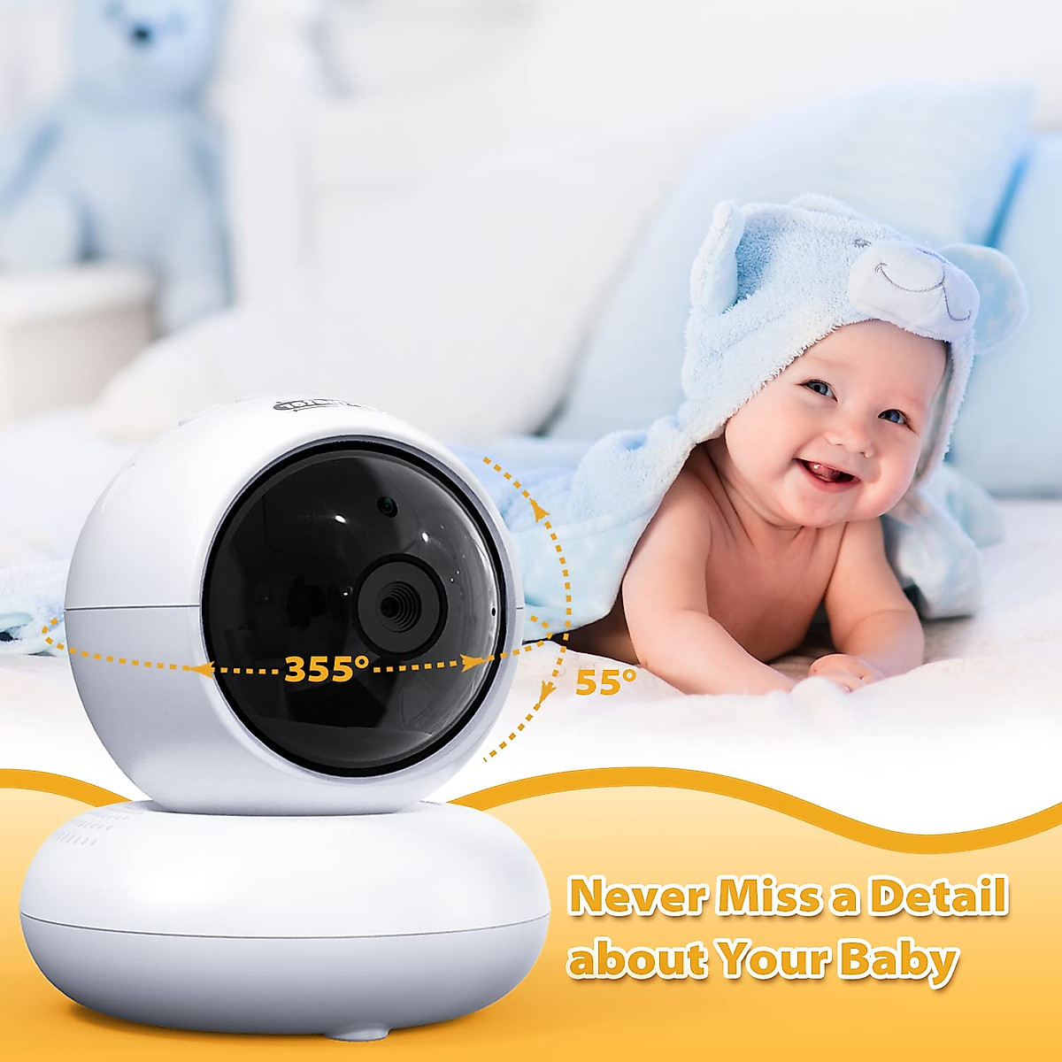 Dr.meter Baby Monitor with 2 Cameras: 4.3'' LCD Screen Audio and Video Baby Monitor with 2X or 4X Zoom, Night Light, 2-Way Talk, Remote Pan-Tilt-Zoom, VOX Mode Infrared Night Vision - No WiFi