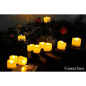 Led Flickering Flameless Votive Tea Lights Candles With Remote Control Battery Operated Set Of 12 / Electric Outdoor Tealights Timer Candle For Christmas,Xmas Decorations (Batteries Included) 200Hours