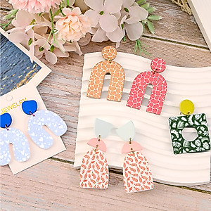 Caydo Silk Screen Stencils for Polymer Clay, 12 PCS Reusable Silkscreen Print with 2 Squeegee, Working with Clay Earrings Cutters for Printing on Clay Earrings Decoration(6 x 3.8 inch)