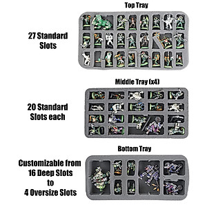 Case Club 123+ Miniature Figurine Hard Shell Carrying Case - Fits Warhammer 40k, DND, Battletech, Citadel & More! This Tabletop Army Travel & Storage Case Will Organize Your D&D and Warhammer 40k Set