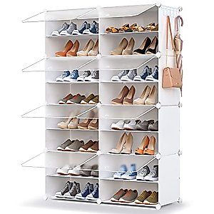 HOMICKER Shoe Storage,32 Pairs Shoe Shelves Rack Organizer with Door for Closet ,Entryway,Hallway,Bedroom