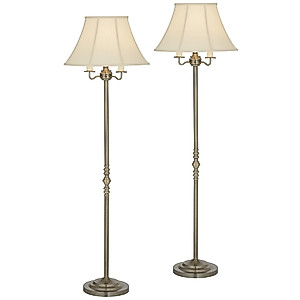 Regency Hill Montebello Traditional 59" Tall Standing Floor Lamps Set of 2 Lights Candelabra 4-Light Gold Metal Antique Brass Finish Living Room Bedroom House Reading Office Home Decor Entryway