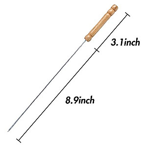 HAKSEN 12 PCS Barbecue Skewers with Wood Handle Marshmallow Roasting Sticks Meat Hot Dog Fork Best for BBQ Camping Cookware Campfire Grill Cooking, Stainless Steel,12 Inches(Including Handle)