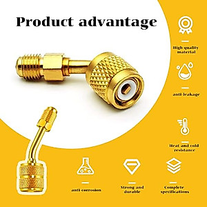Hawyet 1 PC Car Mini Split System AC HVAC Refrigeration Service R410 Brass Converter, 5/16" SAE Female Quick Couplers to 1/4" SAE Male Flare Adapter with Thimble, Universal for Most Cars (Gold)