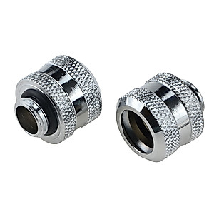 BXQINLENX Silver Chrome Hard Tube Fitting G 1/4" to ID 10 mm OD 14 mm PETG Triple Seal Fitting for Computer Water Cooling System Through Joint Straight Joint (4 PCS)