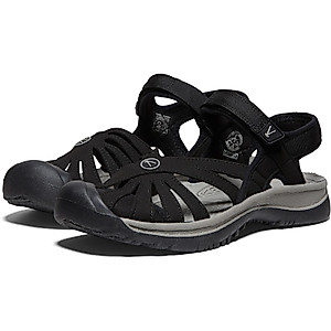 KEEN Women's Rose Casual Closed Toe Sandals, Black/Neutral Gray, 8.5
