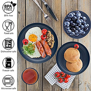 Plastic Dinnerware Sets for 8,Dhnvcud 32pcs Unbreakable,Lightweight & Reusable Dinnerware Set,Plates, Bowls, Cups,Service for 8,Microwave Dishwasher Safe Dishes Sets for Kitchen,Camping,RV