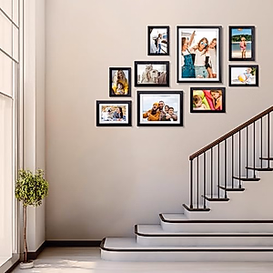 TWING Picture Frames 5x7 Set of 6, Photo Collage Frame for Wall Decor Mounting or Table Display Black Composite Wood