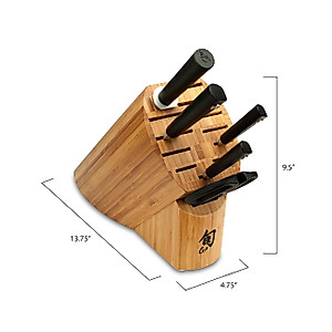 Shun Sora 6 Piece Block Set, Includes 8" Chef's Knife, 3.5" Paring Knife, 6" Utility Knife & More, Handcrafted Japanese Knife Set, VG10 Steel Edges and 420J Stainless Steel Blades, Balanced Handles