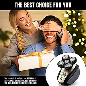 NAWAZJEE Electric Head Hair Pitbull Skull Shaver, Waterproof, Wet and Dry Rotary Razor, Cordless,USB Rechargeable, Men Bald Head Shaver Grooming Kit, Nose Ear Face and Body Trimmer, Multifunctional