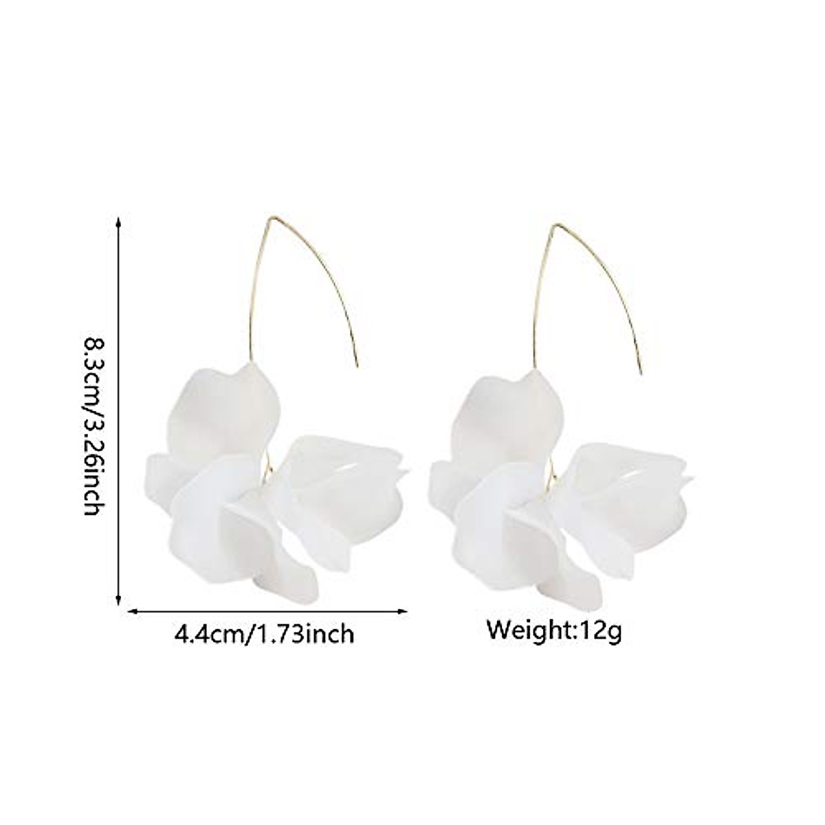 Summer Rose Boho Resin Petal Drop Earrings for Women Flower Earrings Flower Hoop Drop Earrings Acrylic Dangle Earrings (Boho Acrylic Rose Petal Drop Earrings-White)