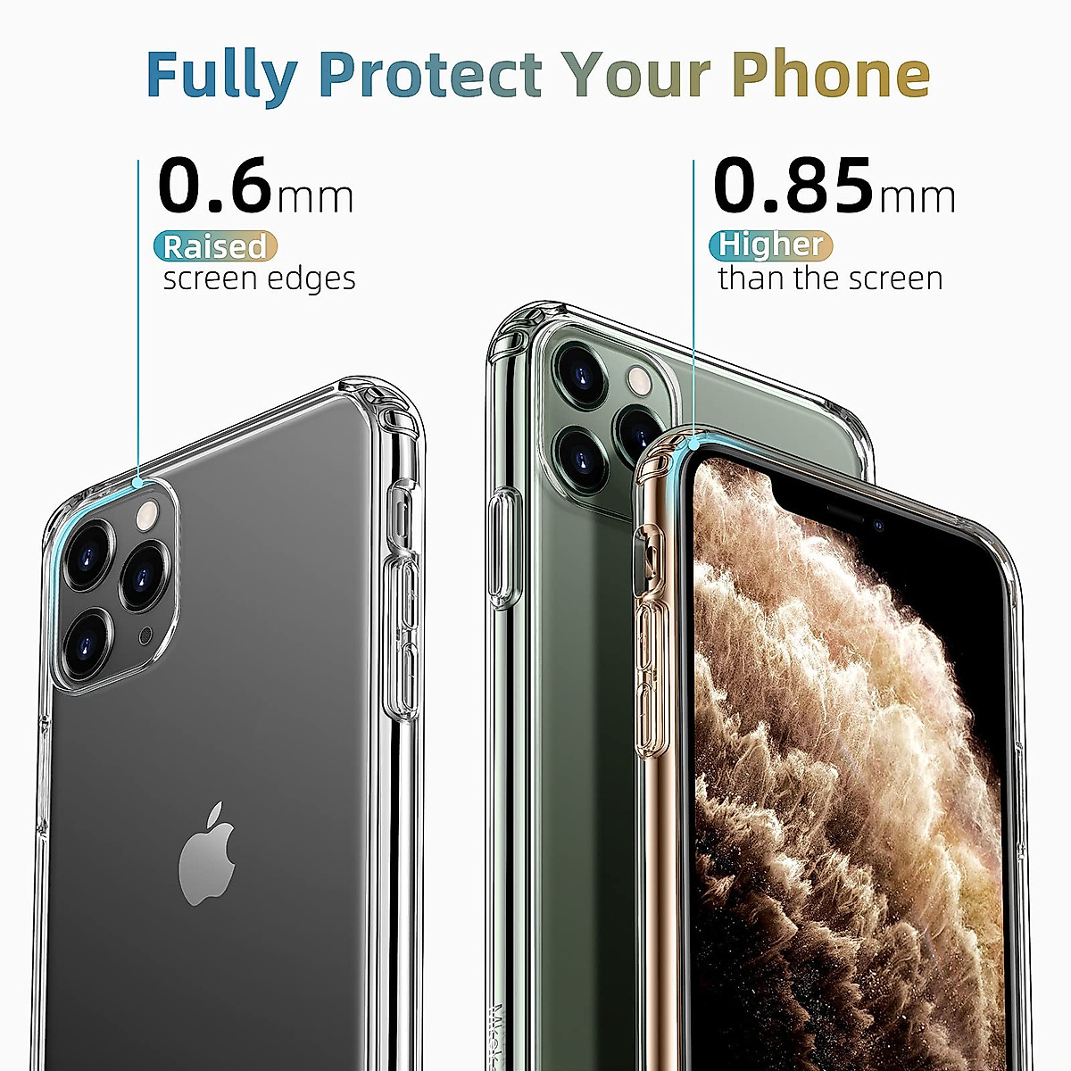 Mkeke Compatible with iPhone 11 Pro Max Case, Clear iPhone 11 Pro Max Cover Shock Absorption Phone Cases 6.5 inch