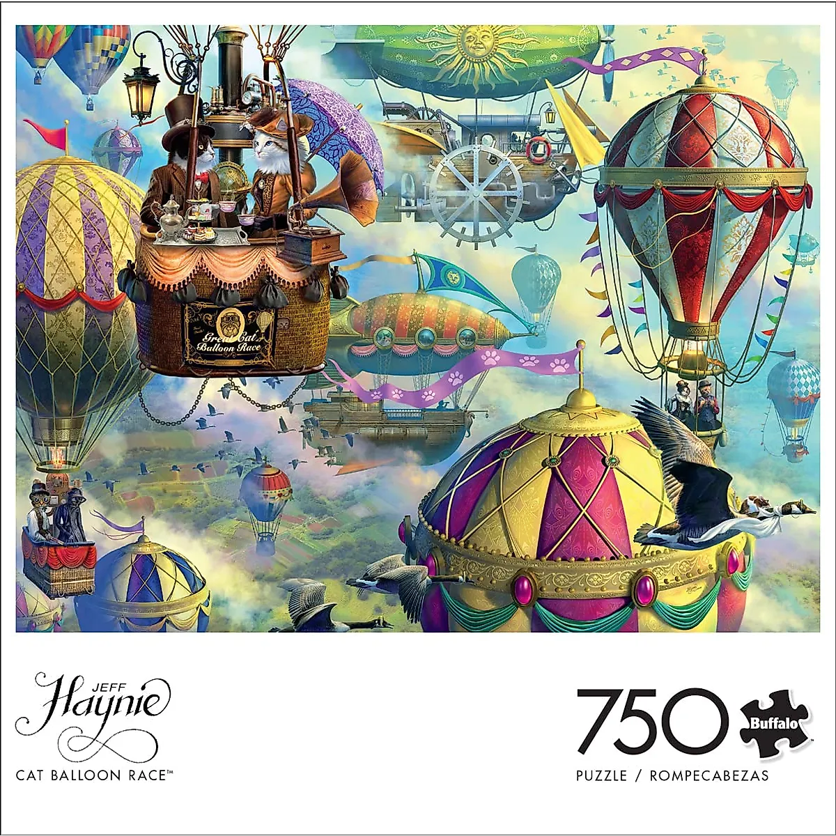 Buffalo Games - Cat Balloon Race - 750 Piece Jigsaw Puzzle for Adults Challenging Puzzle Perfect for Game Nights - 750 Piece Finished Size is 24.00 x 18.00