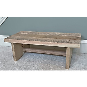 Classic Amish Reclaimed Wood Step Sitting Stool Footstool Deck Patio Door Platform, Indoor Outdoor. Natural, Rustic, Heavy Duty, Versatile. Handmade in USA. 24 x 11 x 8”.