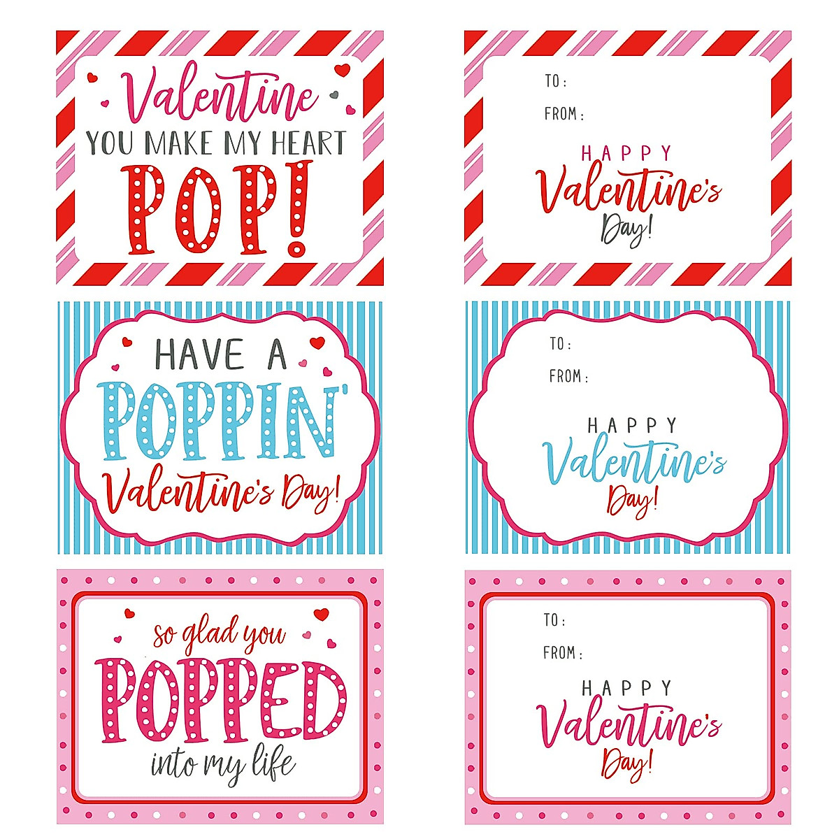 Valentines Day Gifts for Kids - Valentines Day Cards for Kids - Set of 24 Pop Heart Fidget Toys Bulk - Valentine Exchange Cards for Toddlers Girls Boys School Classroom Party Favors Age 3 Year and Up