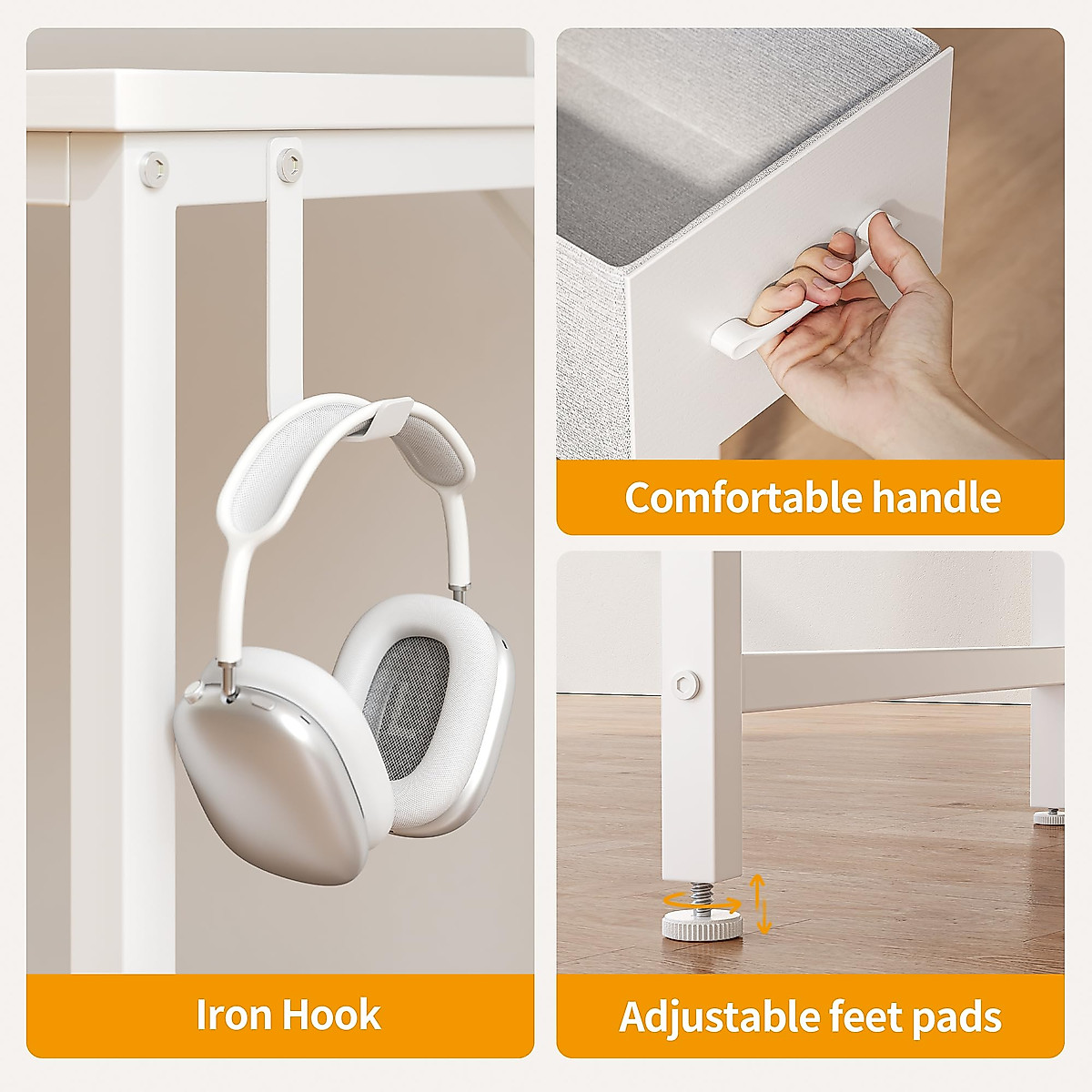 CubiCubi Computer Desk with 2 Drawers, 40 Inch Small Home Office Desk Study Writing Table, White