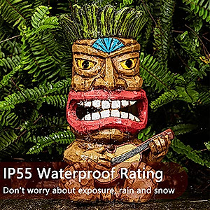 Yiosax Solar Lights Waterproof Outdoor Garden Decor- Easter Garden Guitar Tiki Statues for Patio Lawn Yard Decorations | Auto On/Off & Long Working Hours(10.43inch Tall)