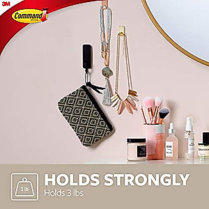 Command Medium Decorative Wall Hooks, Damage Free Hanging Wall Hooks with Adhesive Strips, No Tools Wall Hooks for Hanging Decorations in Living Spaces, 2 Black Hooks and 4 Command Strips