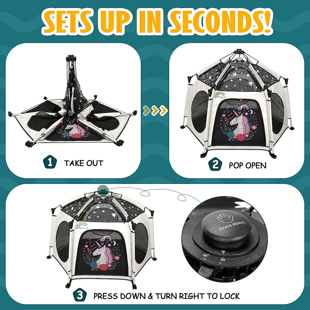 Baby Playpen for Babies and Toddlers, Indoor & Outdoor Portable Play Yard for Baby, Foldable Baby Beach Tent with Canopy and Travel Bag - Beige