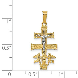 FindingKing 14K Two Tone Gold Caravaca Cross Pendant Charm